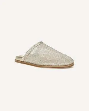 FORTE_FORTE Embellished Mesh Sabot - Silver