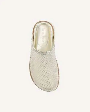 FORTE_FORTE Embellished Mesh Sabot - Silver