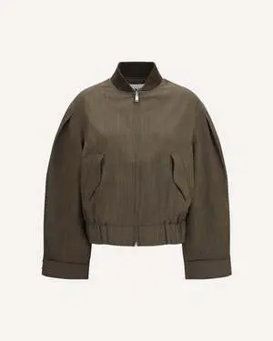 GANNI Lightweight Wool Bomber Jacket