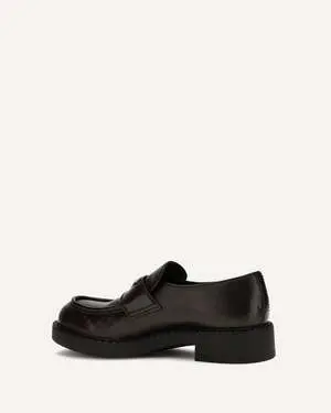 Prada Brushed Leather Loafers With Triangle Logo