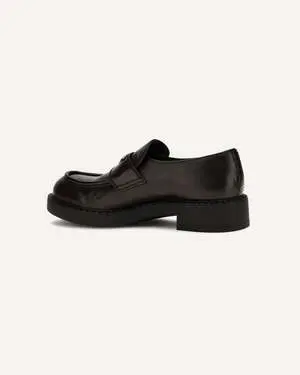 Prada Brushed Leather Loafers With Triangle Logo