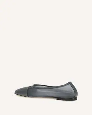 Dear Frances Gala Mesh Ballerinas With Leather Trim - Grey