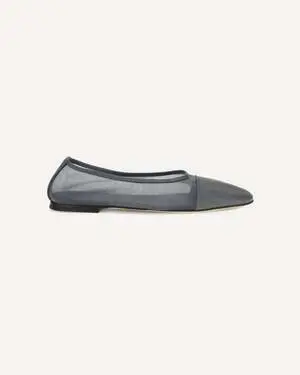 Dear Frances Gala Mesh Ballerinas With Leather Trim - Grey