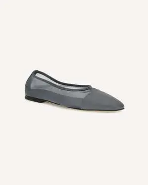 Dear Frances Gala Mesh Ballerinas With Leather Trim - Grey