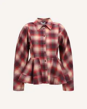GANNI GANNI Peplum Flannel Shirt Multicolour