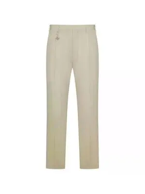Prada Pleated Pressed-crease Trousers With Waistband Loops - Neutrals