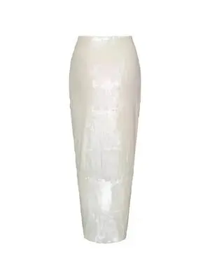 ROTATE BY BIRGER CHRISTENSEN Sequined Knot Midi Skirt - Neutrals