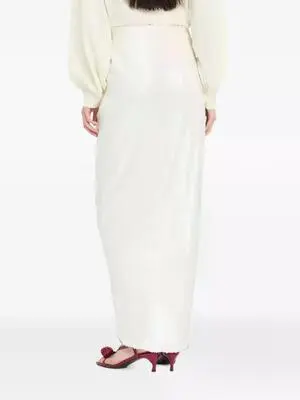 ROTATE BY BIRGER CHRISTENSEN Sequined Knot Midi Skirt - Neutrals