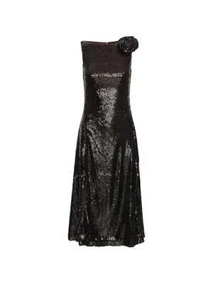 ROTATE BY BIRGER CHRISTENSEN Sleeveless Sequin Midi Dress - Brown