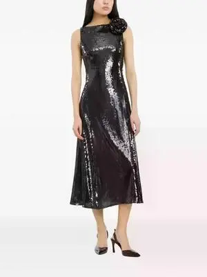 ROTATE BY BIRGER CHRISTENSEN Sleeveless Sequin Midi Dress - Brown
