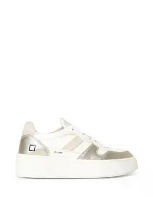 D.a.t.e. Court Metallic-effect Leather Sneakers - White