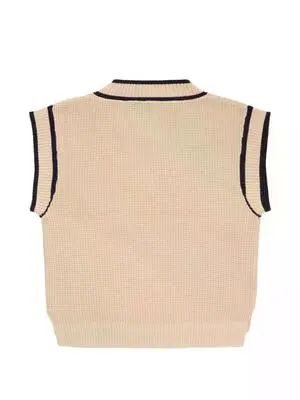 SON OF THE CHEESE Striped Trim V-neck Vest