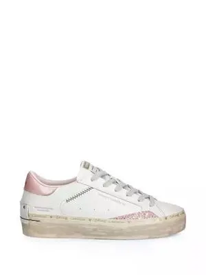 CRIME LONDON Distressed Glitter-panel Sneakers - White