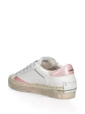 CRIME LONDON Distressed Glitter-panel Sneakers