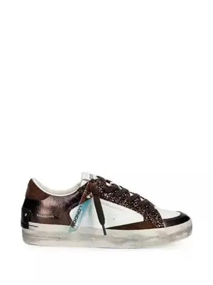 CRIME LONDON Sk8 Deluxe Glitter-trim Sneakers - White