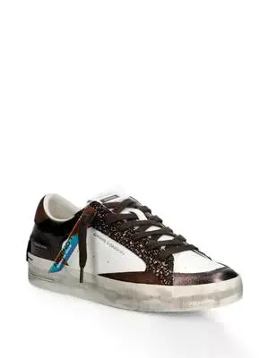 CRIME LONDON Sk8 Deluxe Glitter-trim Sneakers