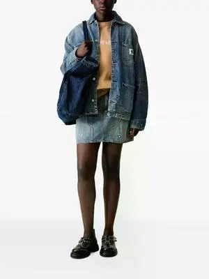 Carhartt Work In Progress Paint-splatter Denim Skirt - Blue