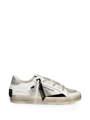 CRIME LONDON Sk8 Deluxe Glitter-detail Sneakers - White