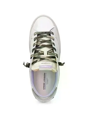 CRIME LONDON Distressed Logo-print Sneakers - White