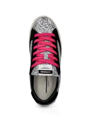CRIME LONDON Glitter Embellished Slogan Print Sneakers