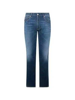 MOORER Faded Five-pocket Jeans - Blue
