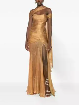 MARIA LUCIA HOHAN Marimar Pleated Strapless Maxi Dress
