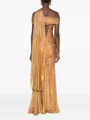 MARIA LUCIA HOHAN Marimar Pleated Strapless Maxi Dress