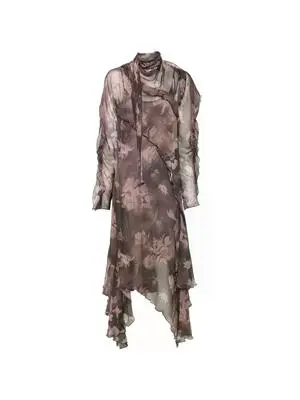DIESEL® Floral Print Ruffled Midi Dress