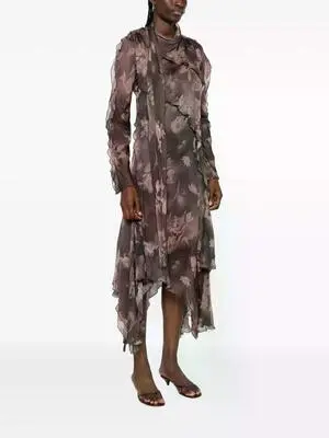 DIESEL® Floral Print Ruffled Midi Dress