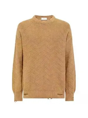 LANEUS Chevron-knit Distressed Sweater