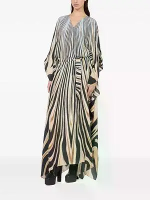 Roberto Cavalli Zebra Print V-neck Maxi Dress