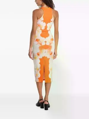 Desigual Floral-print Ribbed Midi Dress