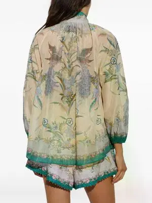 Zimmermann Indra Billow Floral-print Shirt - Neutrals