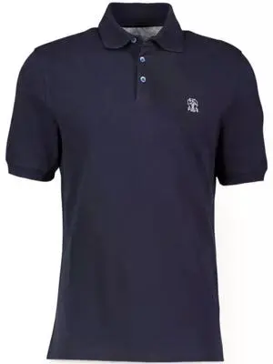 Brunello Cucinelli Logo-embroidered Cotton Polo Shirt - Blue