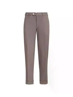Brunello Cucinelli Cotton Trousers With Pressed Crease - Brown