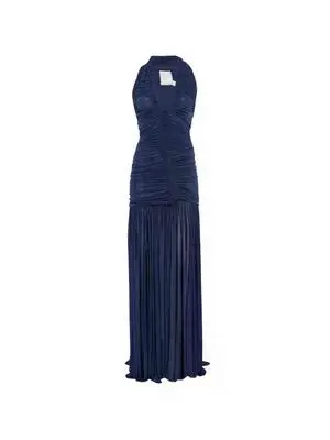 Christopher Esber Orion Ruched V-neck Maxi Dress - Blue
