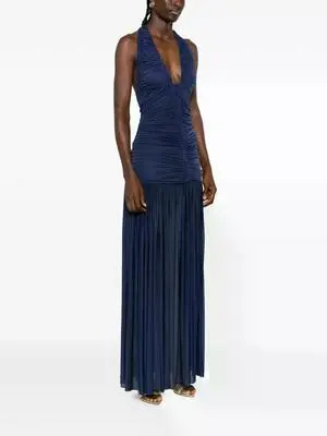 Christopher Esber Orion Ruched V-neck Maxi Dress - Blue