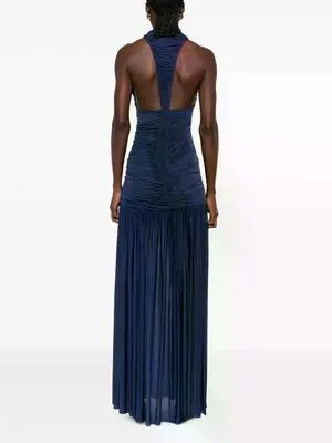 Christopher Esber Orion Ruched V-neck Maxi Dress - Blue