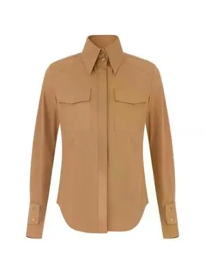 Elisabetta Franchi Cotton Shirt With Pockets - Neutrals