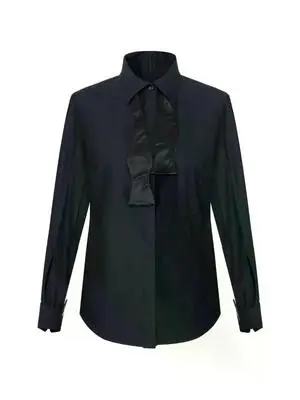 Elisabetta Franchi Cotton Shirt With Bow Tie - Black