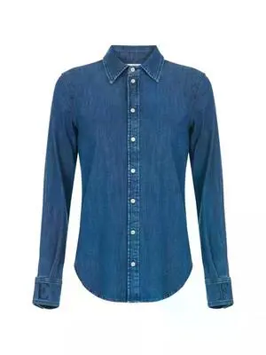 Elisabetta Franchi Denim Blouse With Embroidered Logo