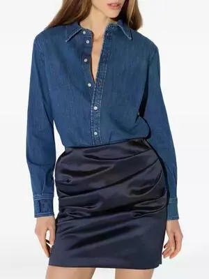 Elisabetta Franchi Denim Blouse With Embroidered Logo
