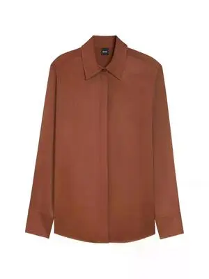BOSS Regular-fit Satin-finish Blouse - Brown