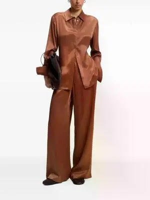 BOSS Regular-fit Satin-finish Blouse - Brown
