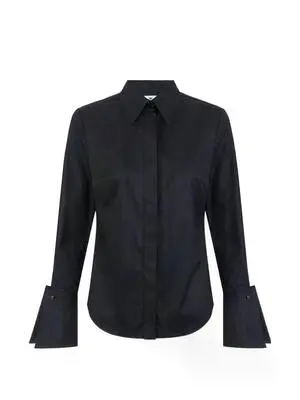 Elisabetta Franchi Striped Shirt With Oversized Cuffs - Black