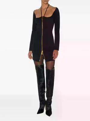 Elisabetta Franchi Mini Dress In Knit Fabric With Ties - Black