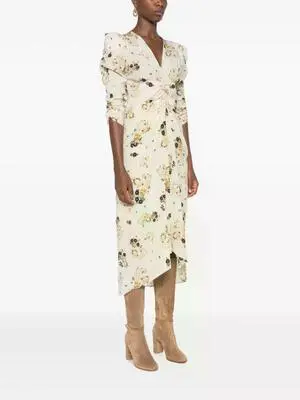 Isabel Marant Étoile Albini Floral Print V-neck Dress - Neutrals