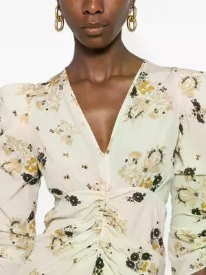 Isabel Marant Étoile Albini Floral Print V-neck Dress - Neutrals