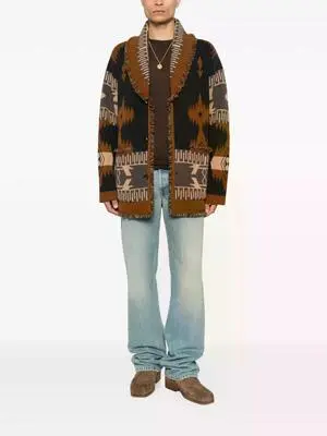 Alanui Jacquard-knit Fringed Cardigan - Grey