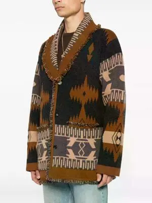 Alanui Jacquard-knit Fringed Cardigan - Grey